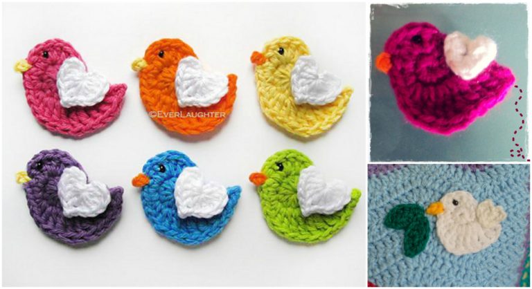 Crochet Lovely Bird Applique - Pretty Ideas