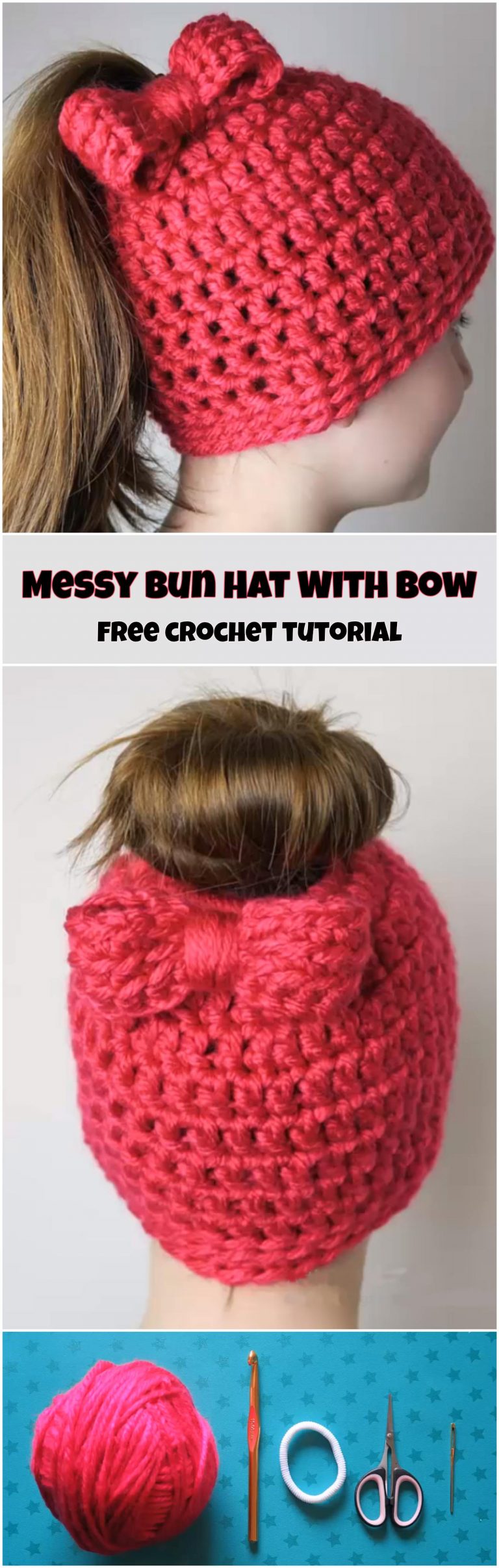 Messy Bun Hat Crochet Tutorial - Pretty Ideas