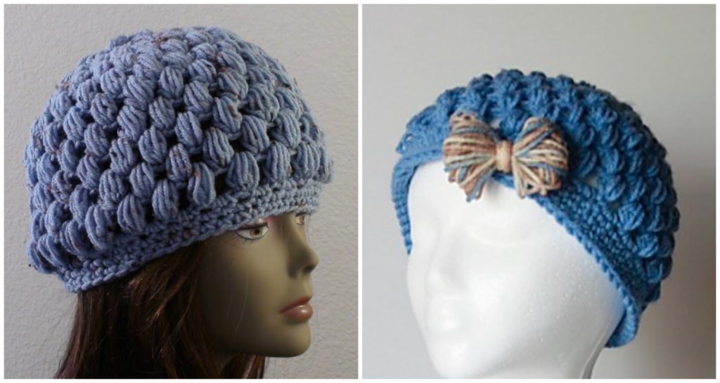 Puff Stitch Crocheted Hat free pattern at pretty-ideas.com