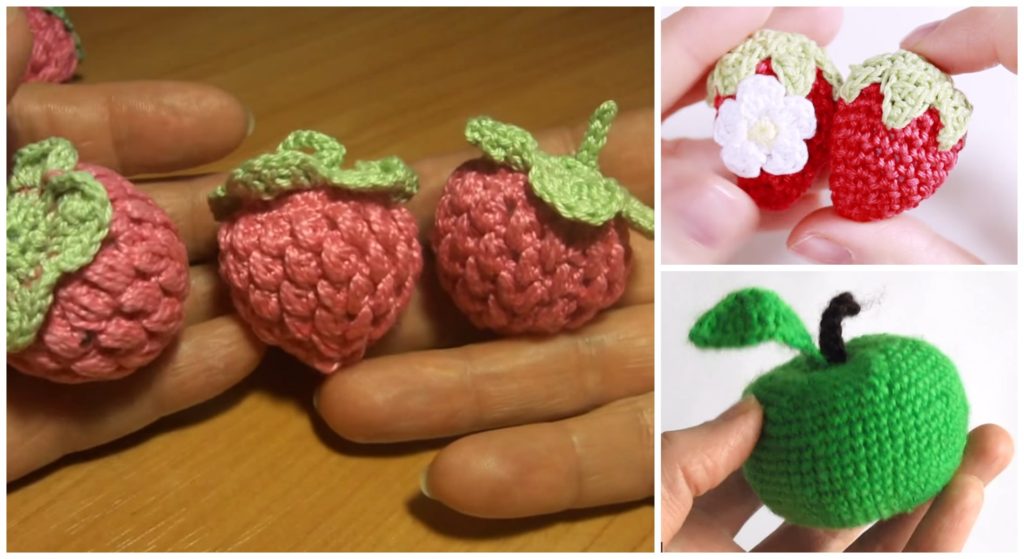 Crochet Strawberry, Raspberry and Apple - Pretty Ideas