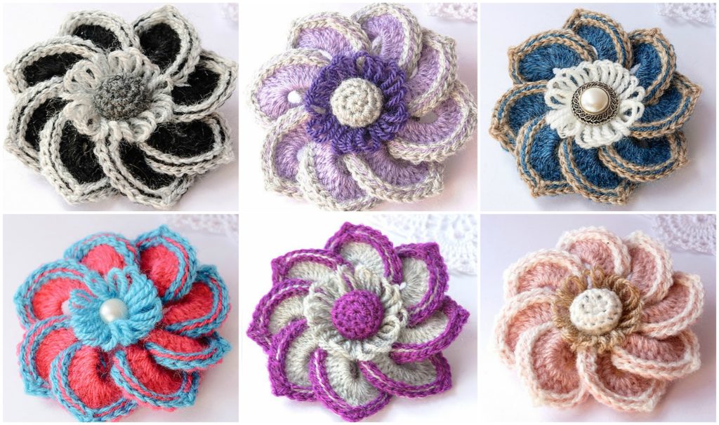 Crochet Flower Brooches - Pretty Ideas
