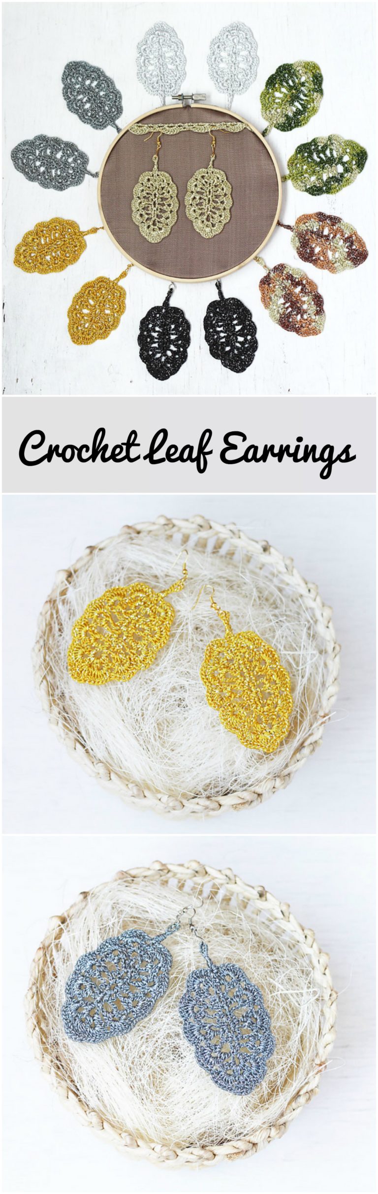 Crochet Leaf Earrings - Pretty Ideas