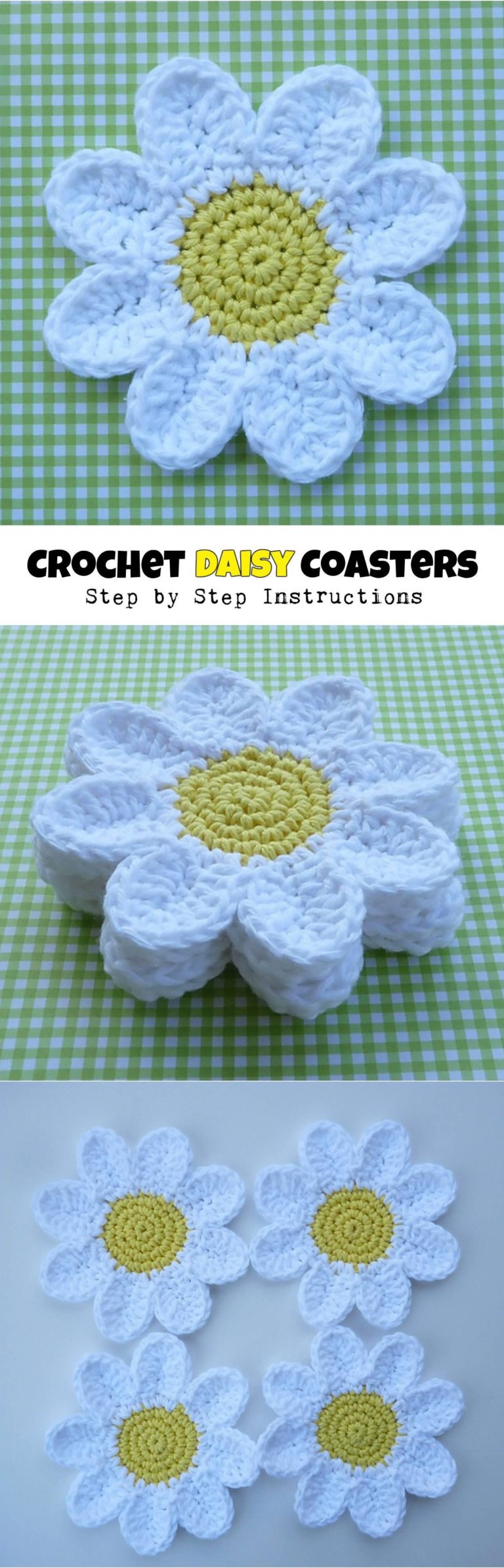 Crochet Daisy Coasters - Pretty Ideas