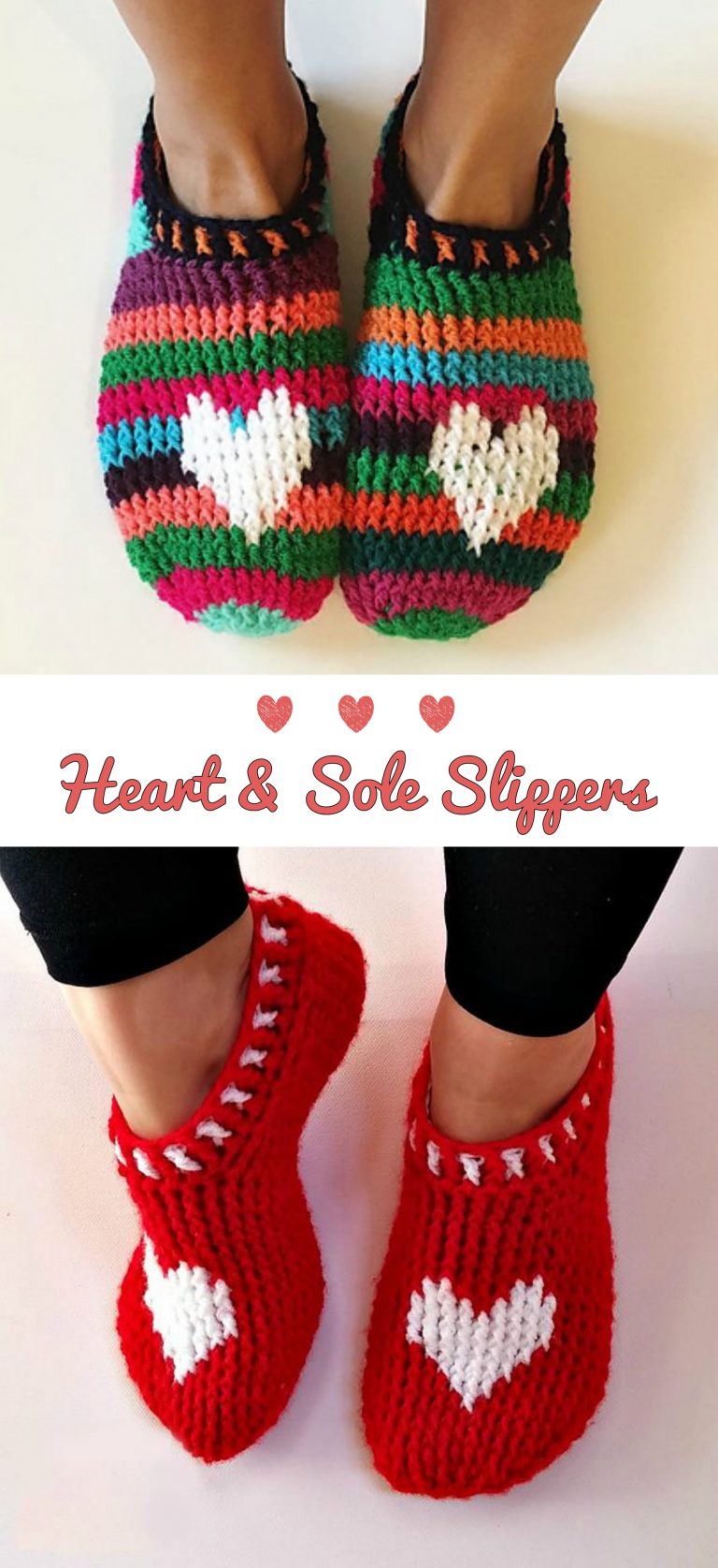 Crochet Heart & Sole Slippers - Pretty Ideas