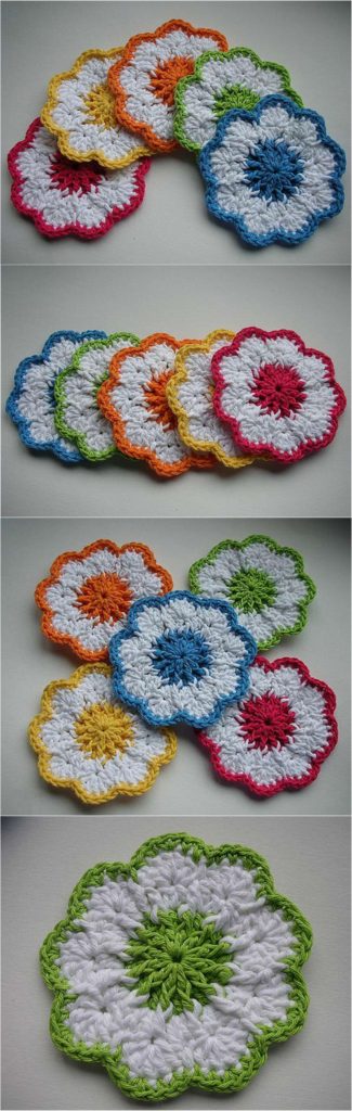 Crochet Springtime Coasters - Pretty Ideas