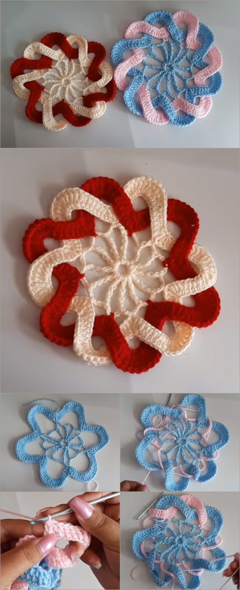 Crochet Interlaced Petals Flower