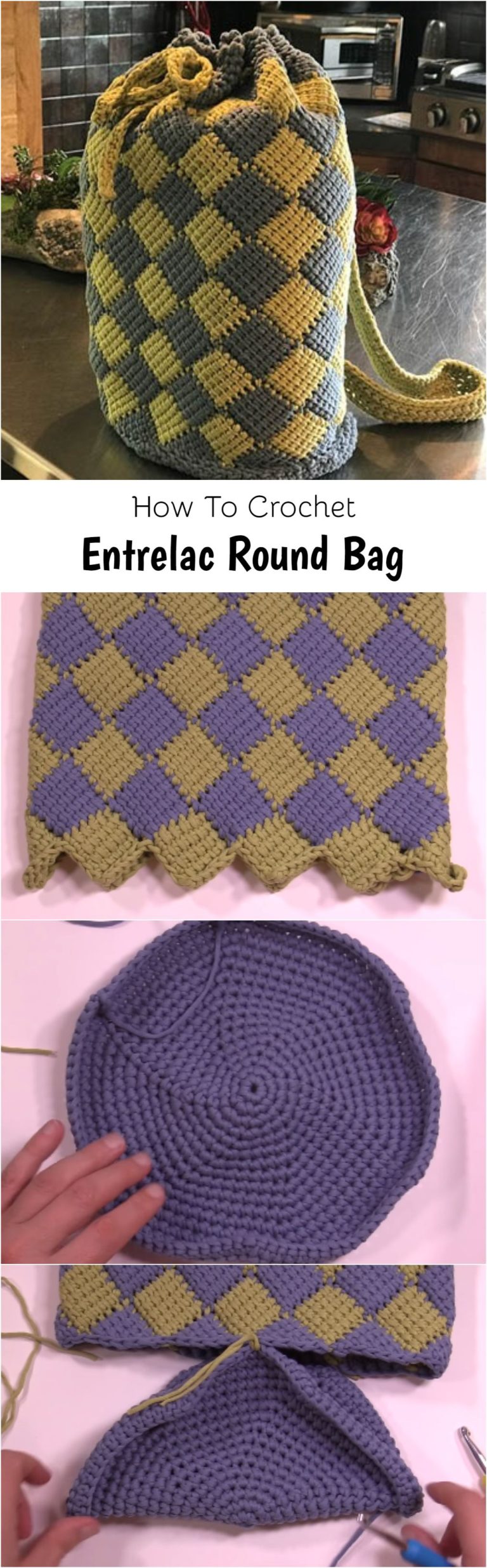 Crochet Entrelac Round Bag