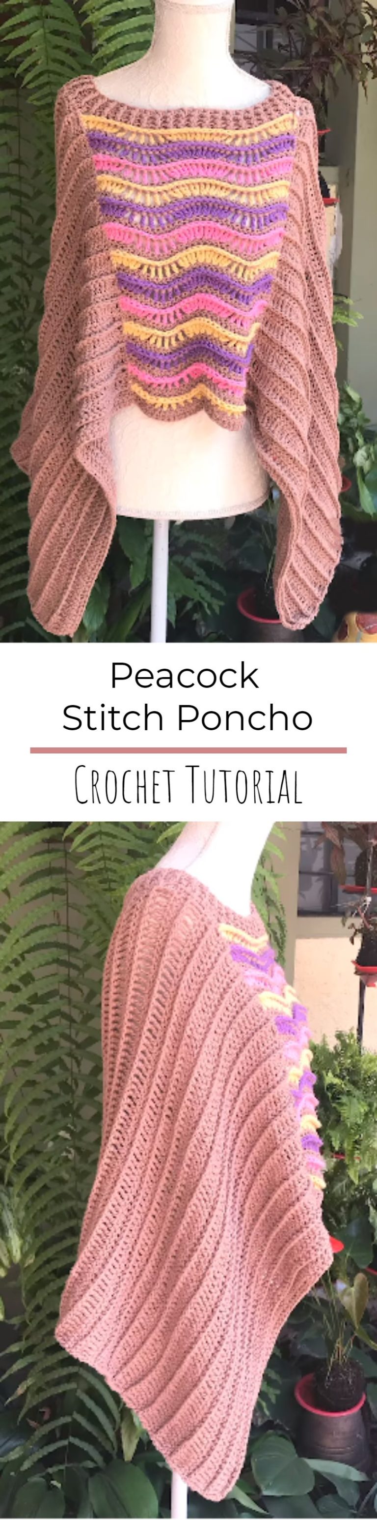 Crochet Peacock Stitch Poncho