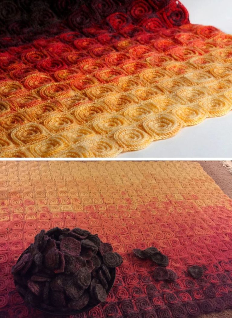 Crochet Fire Rose Blanket