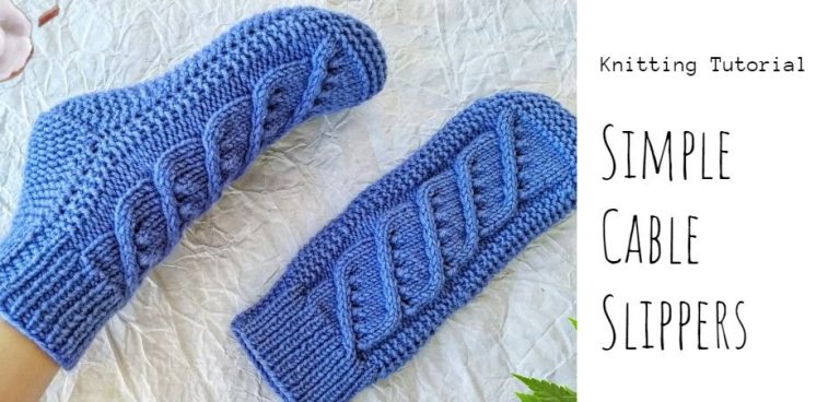 Knit SImple Cable Slippers
