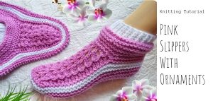Knit Pink Slippers With Ornaments